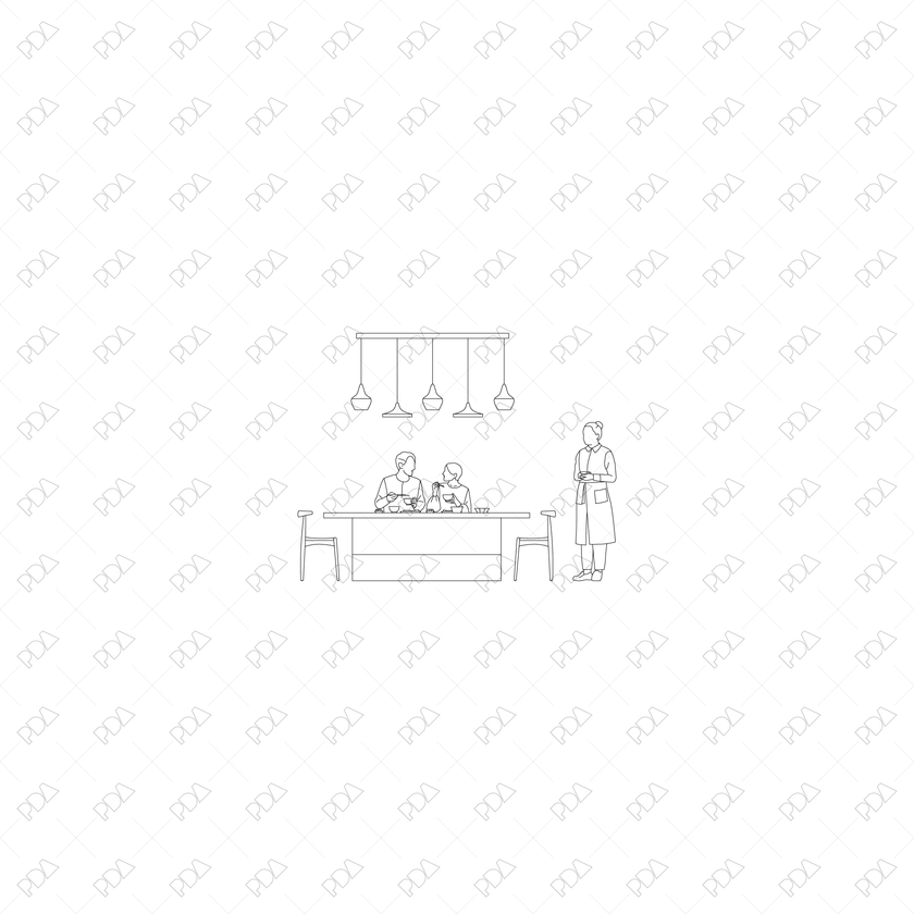 CAD, Vector Sushi Bar/ Japanese Restaurant Set