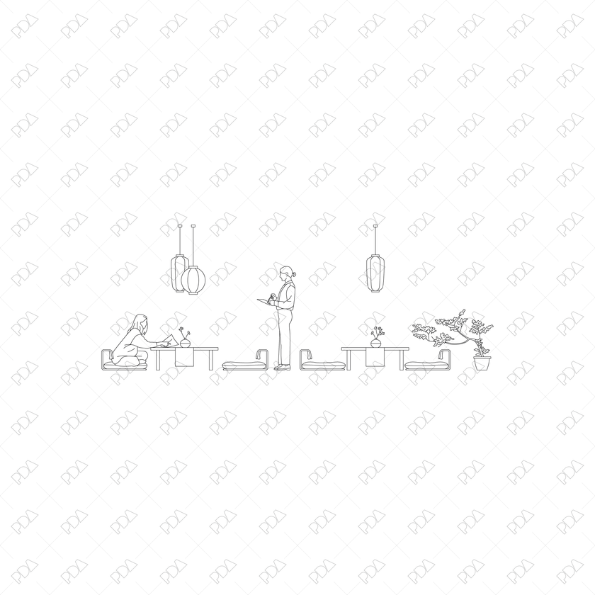 CAD, Vector Sushi Bar/ Japanese Restaurant Set