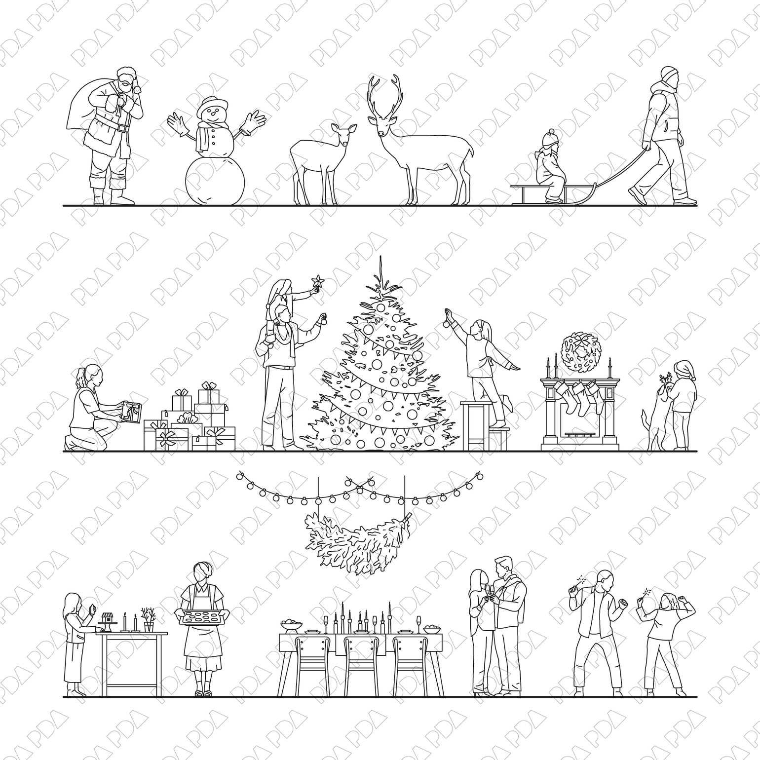 Christmas Characters CAD & Vector Set