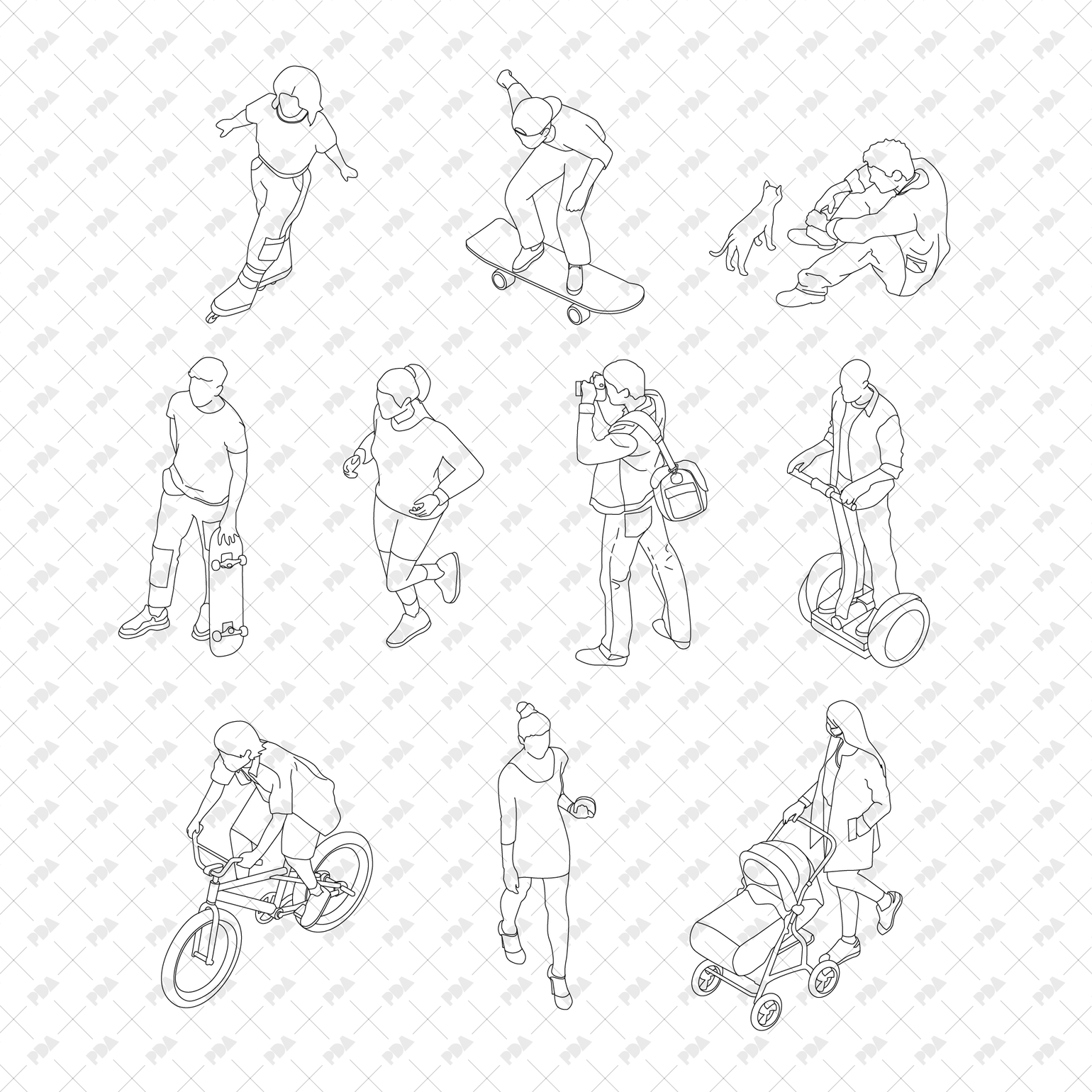 Vector Isometric Street People Set - CAD