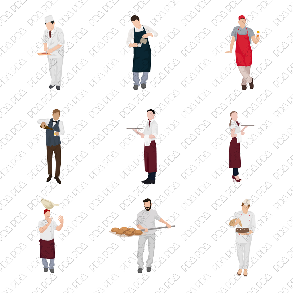 Vector Kitchen People Set - 9 Figures